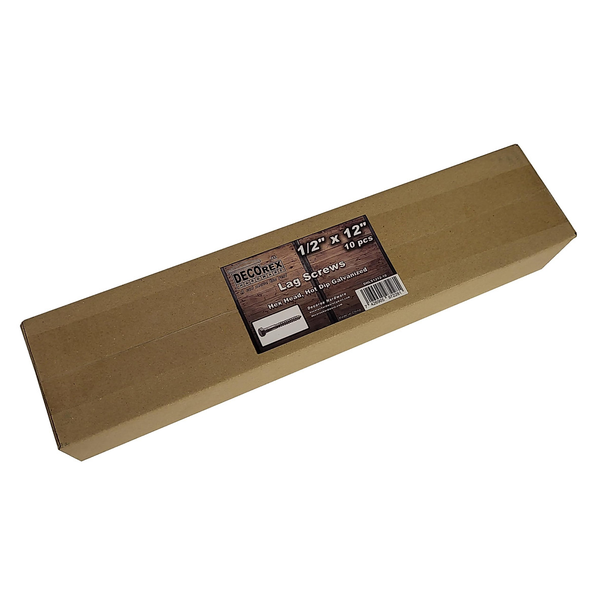 1/2" x 12" Lag Bolt Screws | Hex Head | Hot Dip Galvanized | ASTM A307 | 10pcs Box