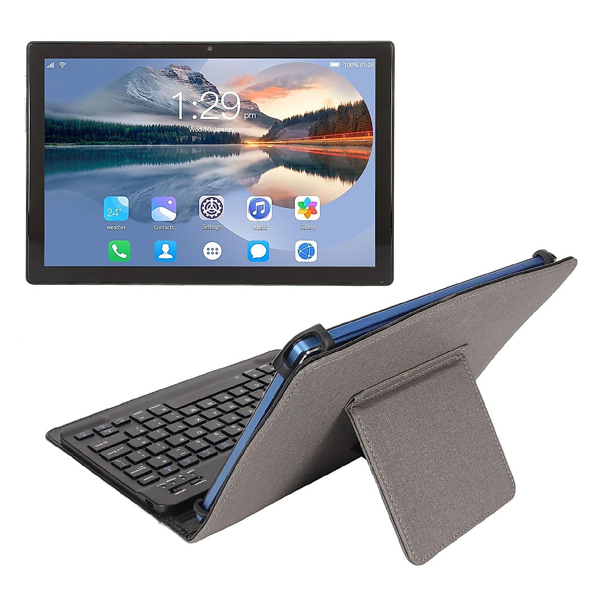 EBTOOLS 10.1in 2 in 1 Tablet, FHD 4G Calling Tablet for Android 12, 8GB RAM 256GB ROM, 5G WiFi 4G LTE Dual Camera, 7000mAh, with Keyboard Mouse, for Office Learning (US Plug)