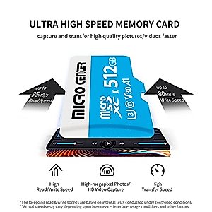 Micro Center Premium 512GB microSDXC Card, Nintendo-Switch Compatible Flash Memory Card, UHS-I C10 U3 V30 4K UHD Video A1 R/W Speed up to 95/80 MB/s Micro SD Card with Adapter (512GB)