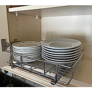 FILTREN Set of 2 Large Pull Out Organizer, Expanding Sliding Cabinet Drawer with Black Liners 30x20x4 in.