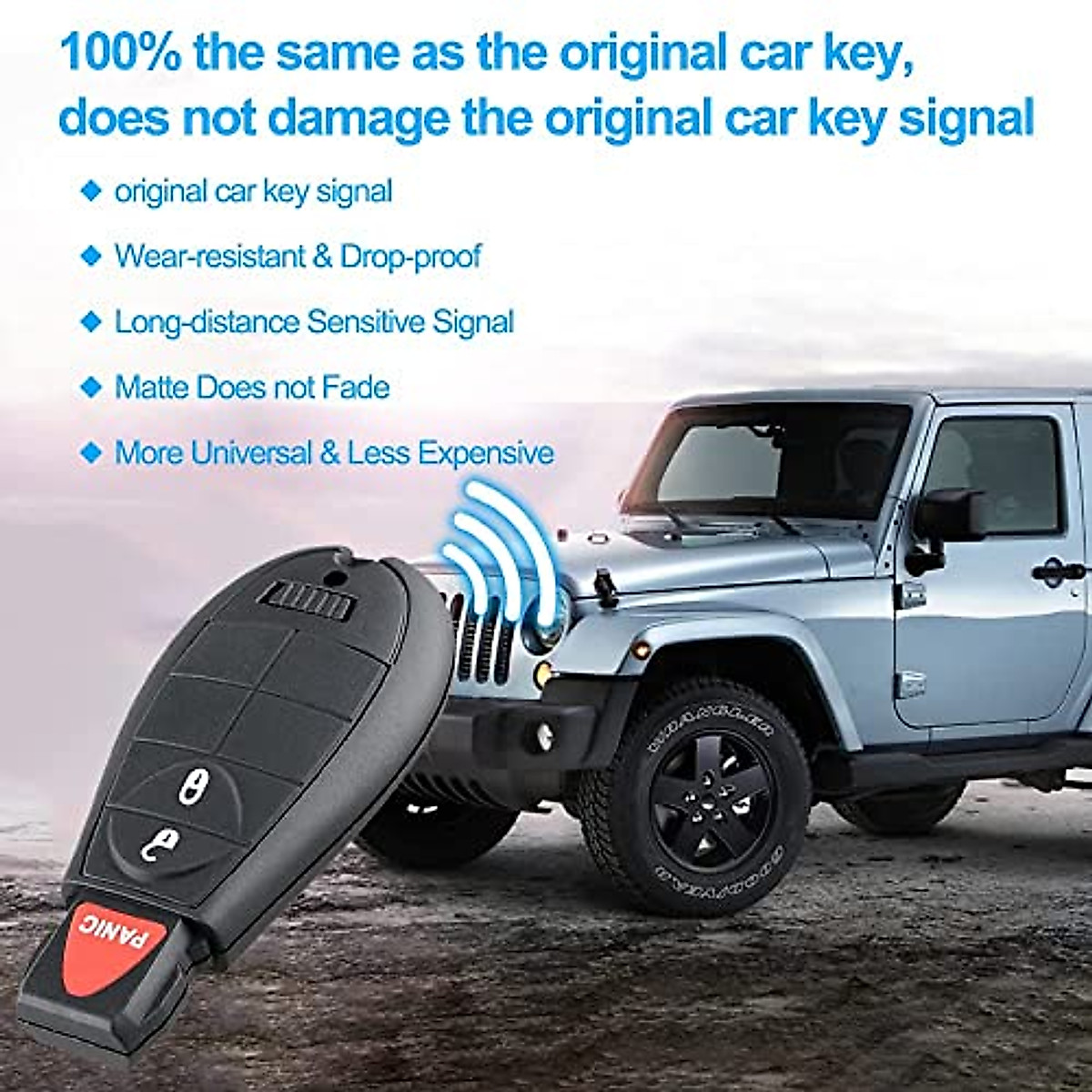 3 Button Key Fob for Dodge Charger , Challenger, Grand Caravan, RAM 1500 2500 3500,Keyless Entry Remote Replacement Fit for Chrysler Town and Country,Chrysler 300 with 433MHZ FCC ID M3N5WY783X (2PCS)