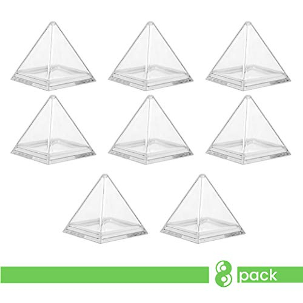 Hammont Pyramid Shaped Acrylic Candy Boxes - 8 Pack - 2.44"x2.44"x2.63"- Perfect for Weddings, Birthdays, Party Favors and Gifts | Designer Cute Clear Lucite Plastic Treat Containers