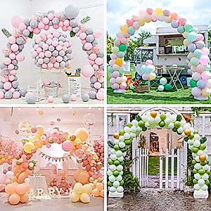 RUBFAC Balloon Arch Stand, 10ft Wide Adjustable Balloon Arch Kit with Water Fillable Base, 60pcs Balloon Clip, Balloon Strip, Tie Tool, for Wedding Birthday Party Supplies Halloween Decoration
