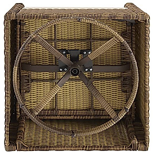 Crosley Furniture Bradenton Swivel Rocker Outdoor Chair, Wicker Patio Chairs for Porch, Deck, Balcony, Brown with Gray Cushions