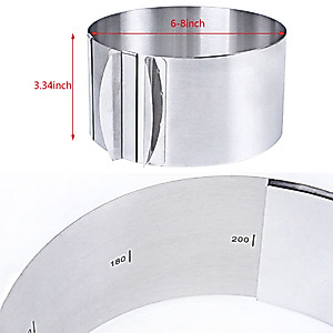 Meech Cake Ring Mold 6 to12inch Adjustable Cake Mousse Mould Cake Decor Mold Ring Molds for Baking 6 Stainless Steel