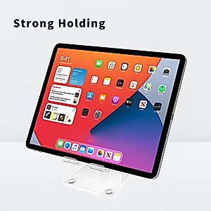 DARENYI Acrylic Cell Phone Stand for Desk, Clear Phone Holder Dock for Desk, Compatible with iPhone 13 12 11 Pro Max XR XS X SE 8 iPad All Android Phones Tablets