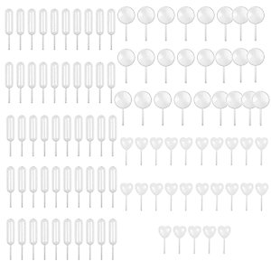 Kare & Kind 100 Pcs (4ml) Liquid Dropper Pasteur Pipettes - Clear Translucent Infuser- 50x Rectangular, 25x Heart and 25x Round-Shaped - for Cakes, Cupcakes, Strawberry, Chocolates - Easy Squeeze