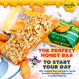 BON BEE Honey Bunchies All Natural Honey Bar - Natural Breakfast & Nutrition Bars for Healthy Energy & Fuel - Variety of Delicious Highlights & Perfectly Balanced, 12-1.4oz Bars