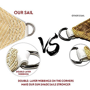 KAMEA KENNA 8' x 12' Beige Rectangle Sun Shade Sail Outdoor Canopy UV Block Awning Custom Size Accepted