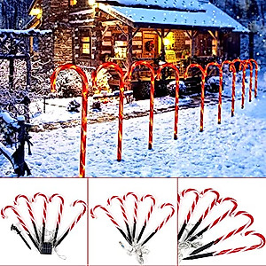 Christmas Candy Cane Lights,USB 10PCS Garden Light， Christmas Decor Lawn Candy Cane Lights， Solar Powered Garden Lights， Home Led for Outdoor Garden Lighting