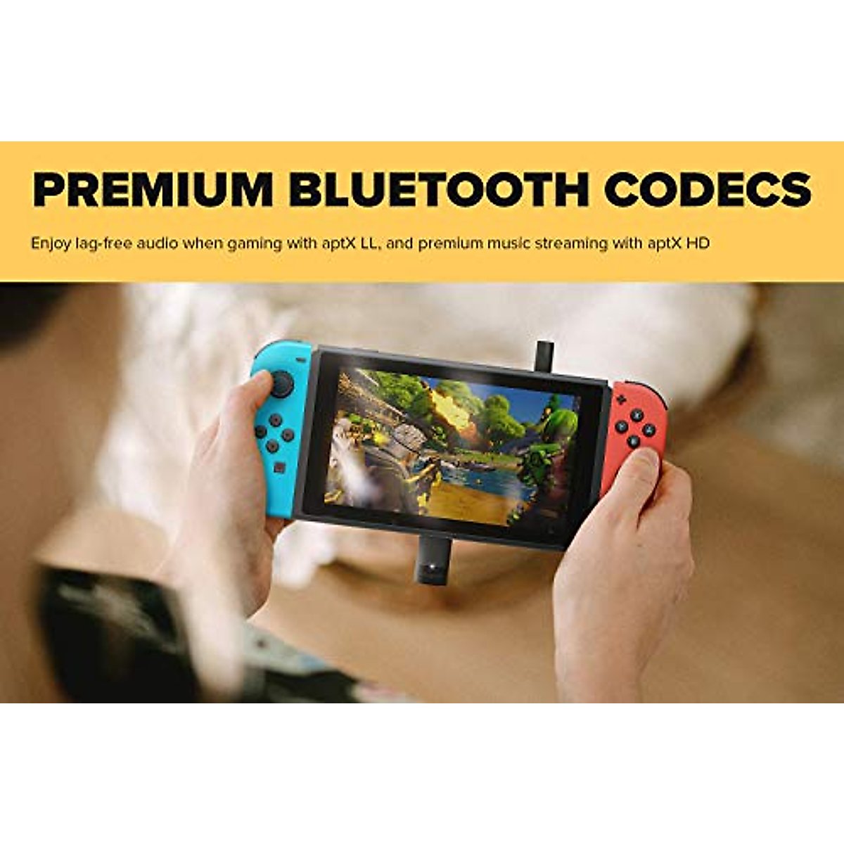 Creative BT-W3 Bluetooth 5.0 USB-C Audio Transmitter, aptX LL and aptX HD, 3.5 mm Analog Mic for Voice Chat Support, Codec Indicator and Selection, Plug-and-Play for PS4, Nintendo Switch, PC, and Mac