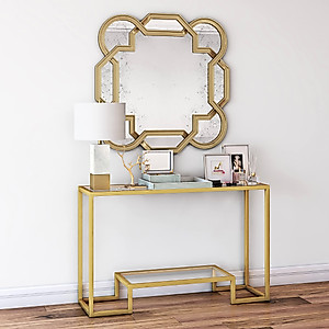 Henn&Hart 47.75" Wide Rectangular Console Table in Brass, Entryway Table, Accent Table for Living Room, Hallway