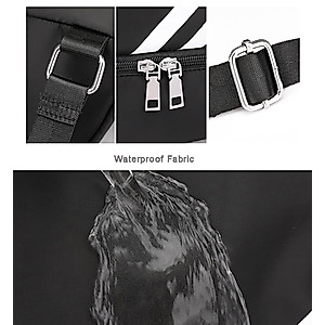 JUST DO Drawstring Gym Backpack with Shoes Compartment, Sports Backpack for Men women, Waterproof for Swim Sport Yoga Hiking Travel (Black)