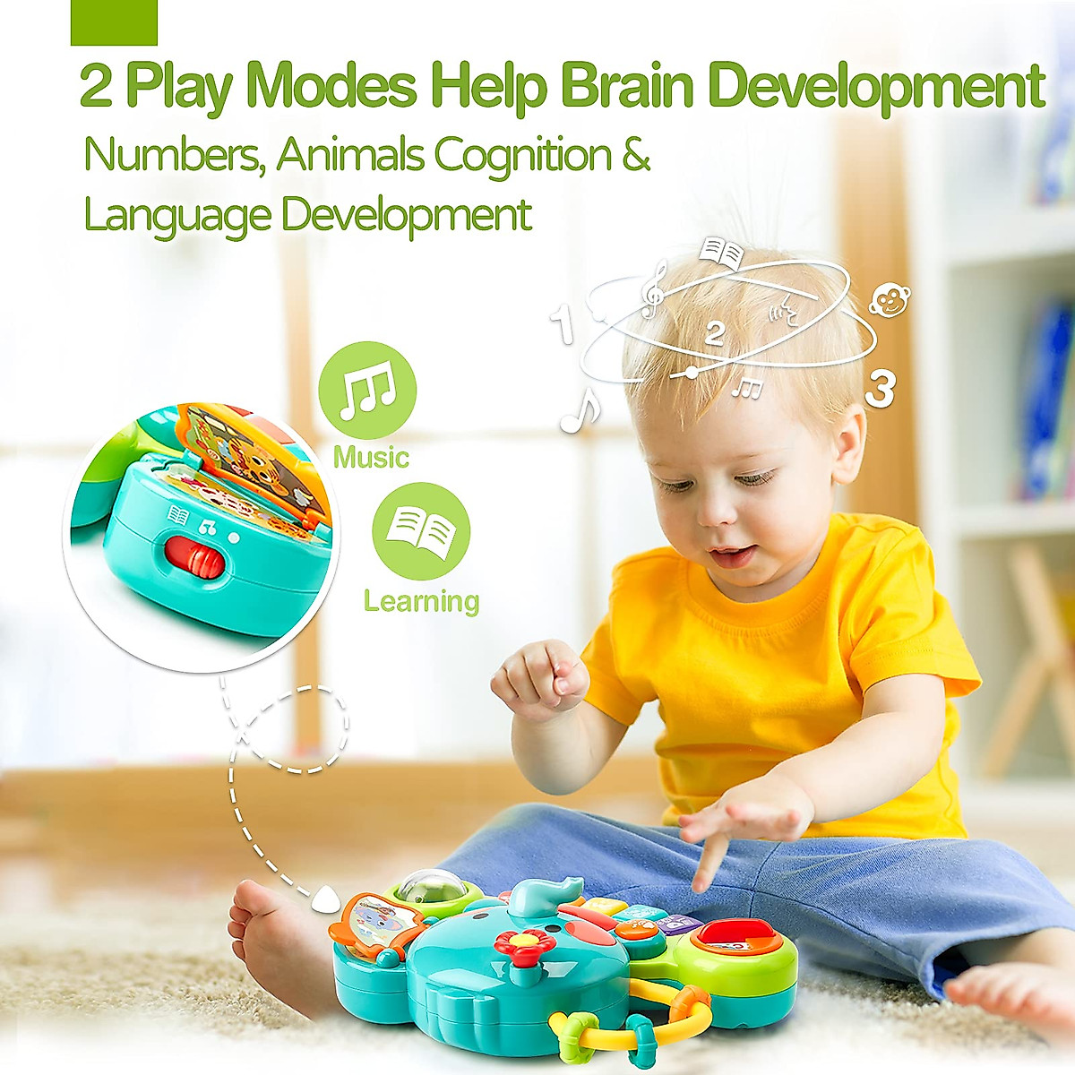 Baby Toys 6 to 12 Months Infant Piano Toys 6 9 12 18-Month-Old Baby Elephant Toys Musical Light Baby Early Learning Educational Toys Toy Gift Toy for 1-Year-Old Boys Girls Christmas Stocking Stuffers