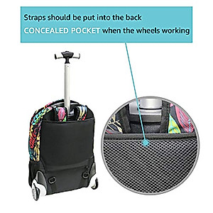 Dokin 18 Inches Lightweight Wheeled Rolling Backpack/School Bag/Laptop/Travel Luggage for Students & Kids,40L Black