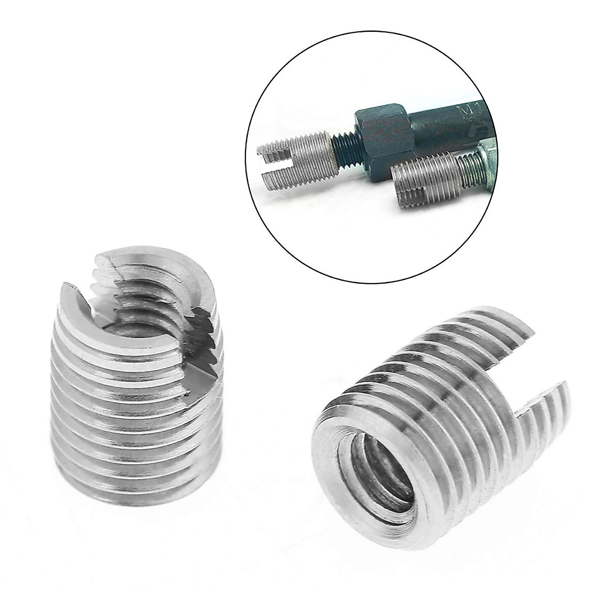 M4 x 8mm Self Tapping Thread Inserts, 20Pcs Helical Screw Threaded Inserts, Metal Slotted Screw Thread Insert Helical Repair Set for Helical Repair