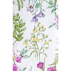 Newbridge Easter Wildflower Fields Floral Vinyl Flannel Backed Tablecloth, Spring Wild Flowers Easy Care Vinyl Tablecloth with Flannel Backing, 60 Inch x 120 Inch Oblong/Rectangle