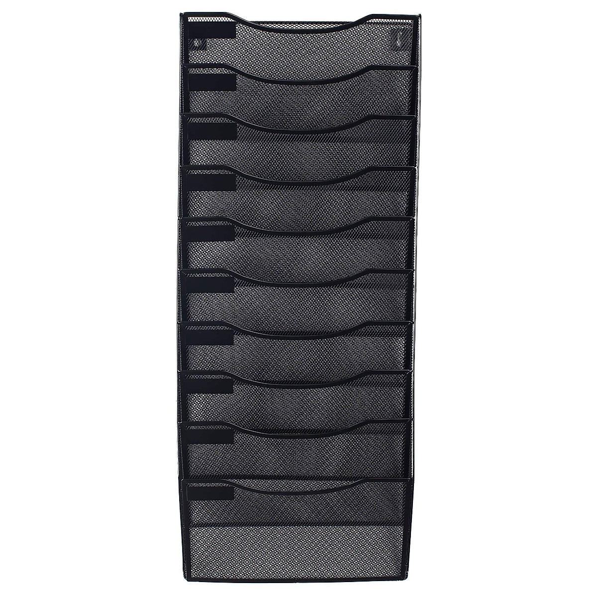 Klickpick Office 10 Sections Hanging Files Wall Mounted Metal Mesh Document File Organizer Magazine Holder Rack Organizer Racks Multipurpose Use to Display Files, Magazine, Newspapers- Black