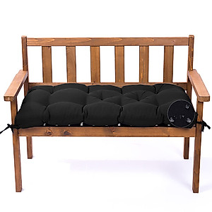 Indoor Outdoor Bench Cushion, Waterproof Swing Cushion Seat Chair Replacement Pads Pillow for Lounger Garden Furniture Patio Metal Wooden (Black, 47x20IN)