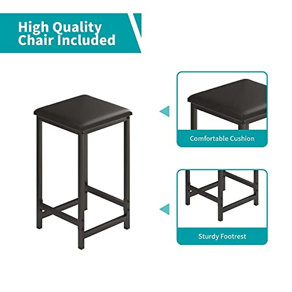 BALUS 3-Piece Dining Table Set for 2 with 3 Storage Shelves, Counter Height Dining Table Set with 2 Barstools for Kitchen, 35.4 Inch Bar Table and Chairs Set, Sturdy Metal Frame, Thicken Wood Top