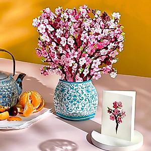 Freshcut Paper Pop Up Cards, Cherry Blossoms, 12 inch Life Sized Forever Flower Bouquet 3D Popup Greeting Cards with Note Card and Envelope - Cherry Blossoms