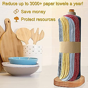 NGORAY Reusable Paper Towels Swedish Dish Washable - 25 Pack Cotton Pulp Reusable Napkins Alternative Eco Friendly Thick and Strong Cloth Paper Towels Roll for Kitchen Paperless Dishcloths Replacement