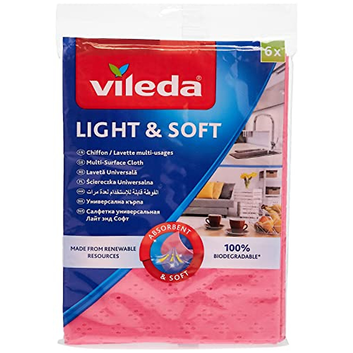 Vileda Light & Soft Multi Surface Cloth (Pack of 6)