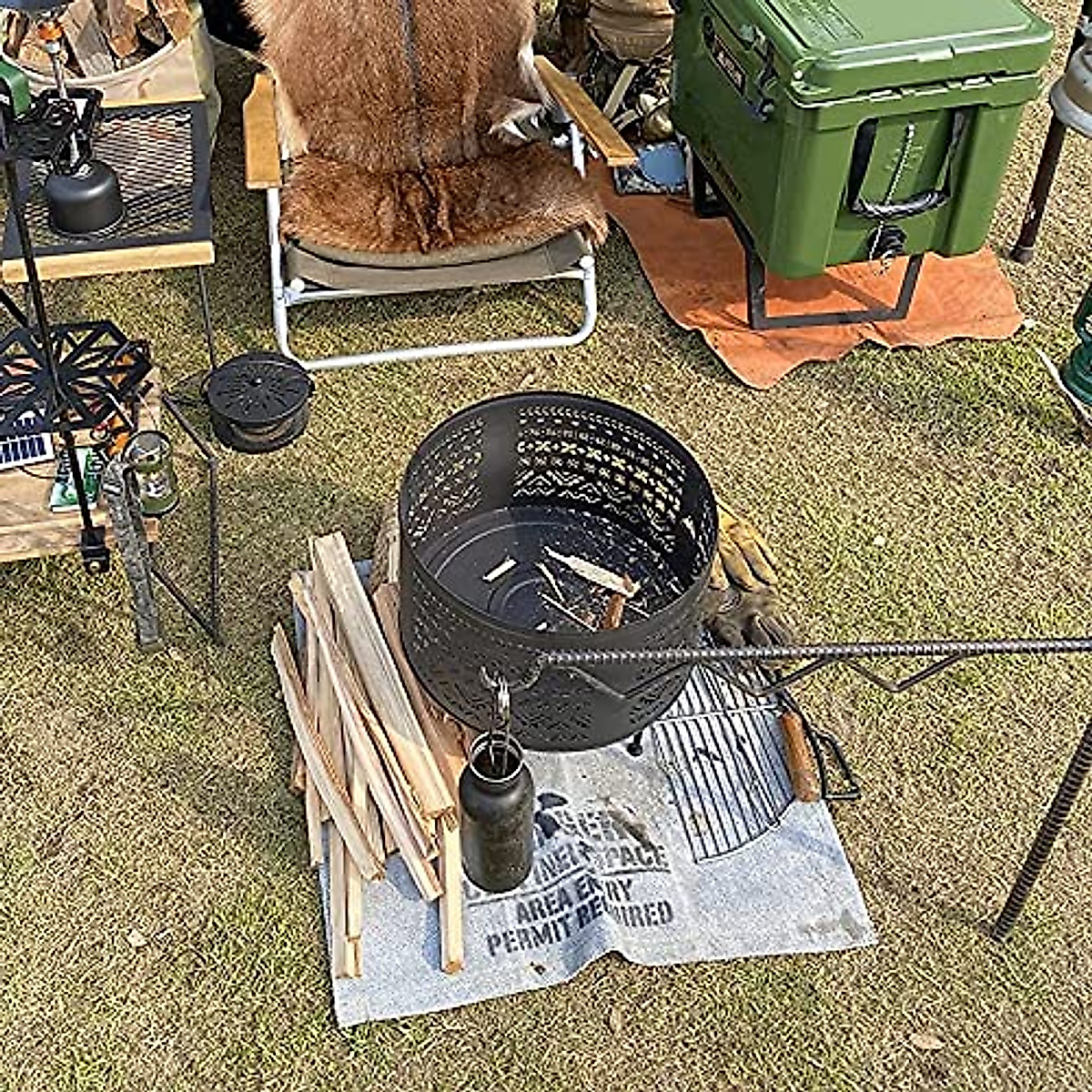 solotour Portable Camping Fire Pit with Grill,Wood Burning Outdoor Bonfire Fireplace |13.7x13.9 Inch with Carrying Bag