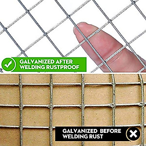 48'' x 100' 1/2inch Hardware Cloth Galvanized Welded Cage Wire, 19 Gauge Hardware Cloth Wire Metal mesh, Poultry Netting Square Chicken Snake Fencing Gopher Fence Racoons Rabbit Pen Gutter