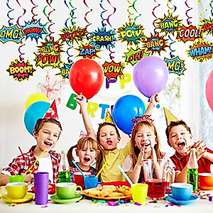 Superhero Party Supplies Decorations 30 Pack Foil Ceiling Hanging Swirls Streams Party Banner Decor for Kids Adults Fashion Hero Birthday Celebrating Party Events Baby Shower Room Wall Decor 30 Counts