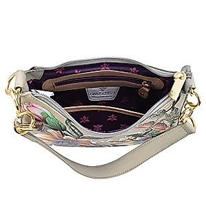 Anuschka Women’s Hand Painted Genuine Painted Leather Small Convertible Hobo - Floral Passion