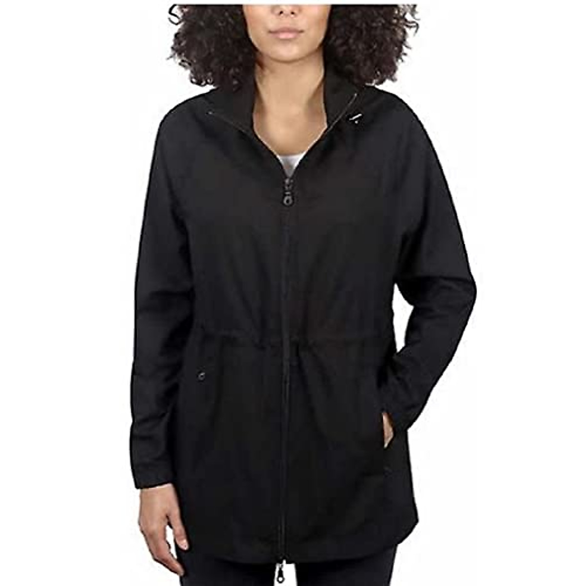 Kirkland Signature Womens Water and Wind Resistant Hooded Anorak Jacket (X-Large, Black)