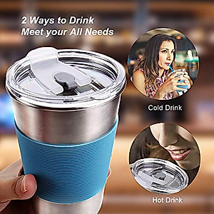 Rommeka 16oz Cups Replacement Lids, Spill Proof and Splash Resistant Lid also Suitable for Yeti Rambler, Ozark Trail 20oz Tumbler Straw Friendly (2 Pack)