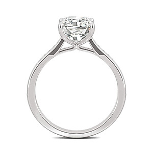 Charles & Colvard Created Moissanite 9x7mm Radiant Cut Engagement Ring for Women | 2.88 cttw DEW | Lab Grown | Solid 14K White Gold with Rhodium | Size 8