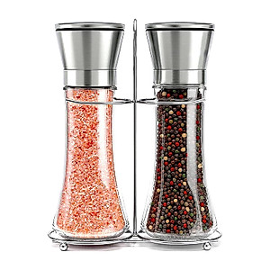 Willow & Everett Salt and Pepper Grinder Set - Stainless Steel Refillable Salt & Peppercorn Shakers