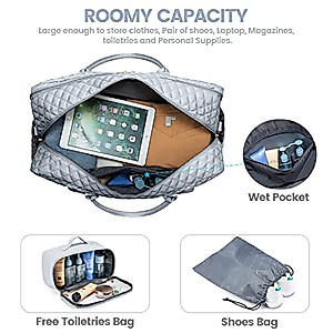 LOVEVOOK Travel Duffle Bag, Weekender Bag for Women with Toiletry Bag Carry on Overnight Bag with Laptop Compartment, Yoga Gym Bag with Wet Pocket Shoe Bag, Hospital Bag for Labor and Delivery, Beige