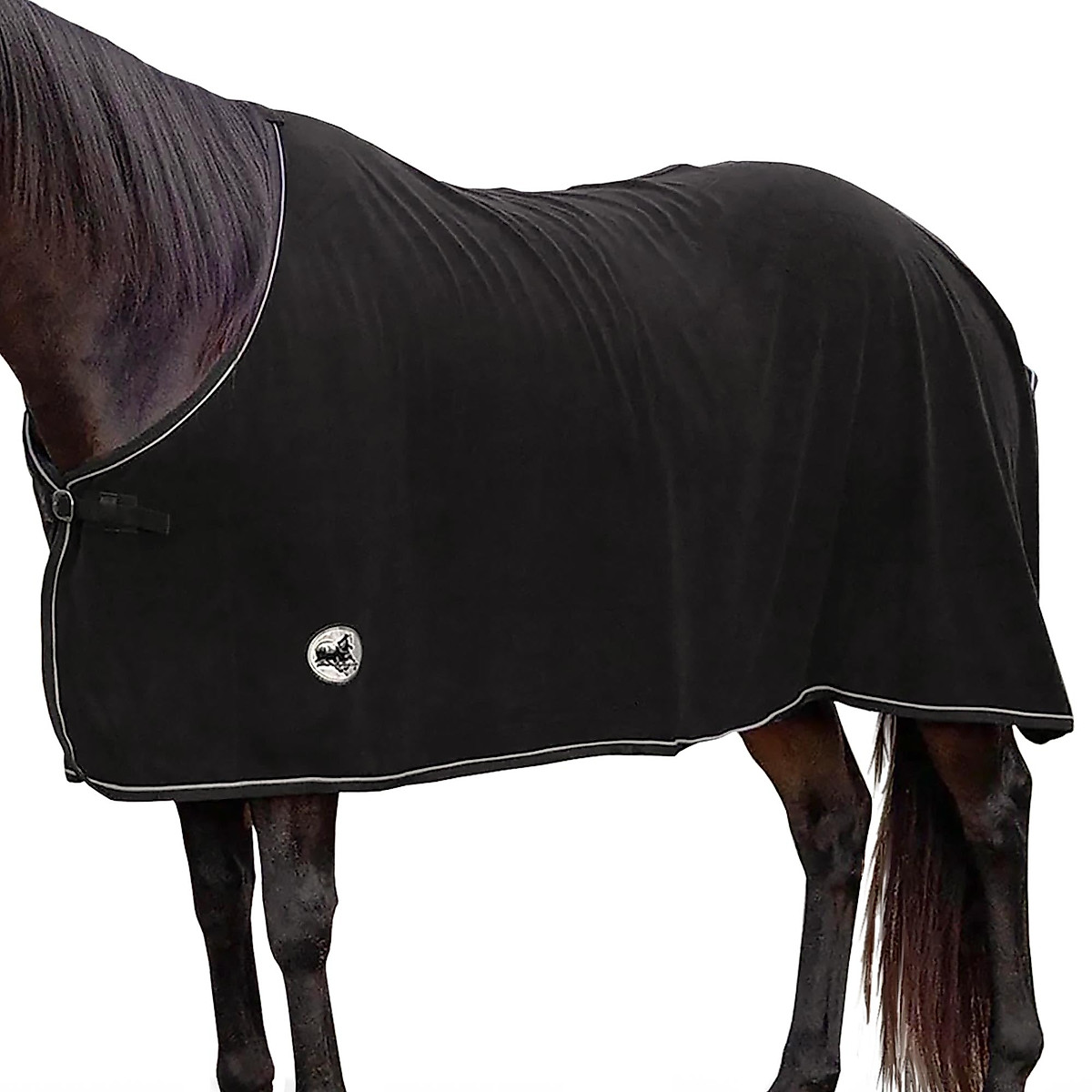 Jeffers Horse Fleece Cooler Blanket - Lightweight, Moisture-Wicking Western Blanket for Winter Warmth & Stable Use, Adjustable Fit, Durable & Easy-Care - Size 69", Black