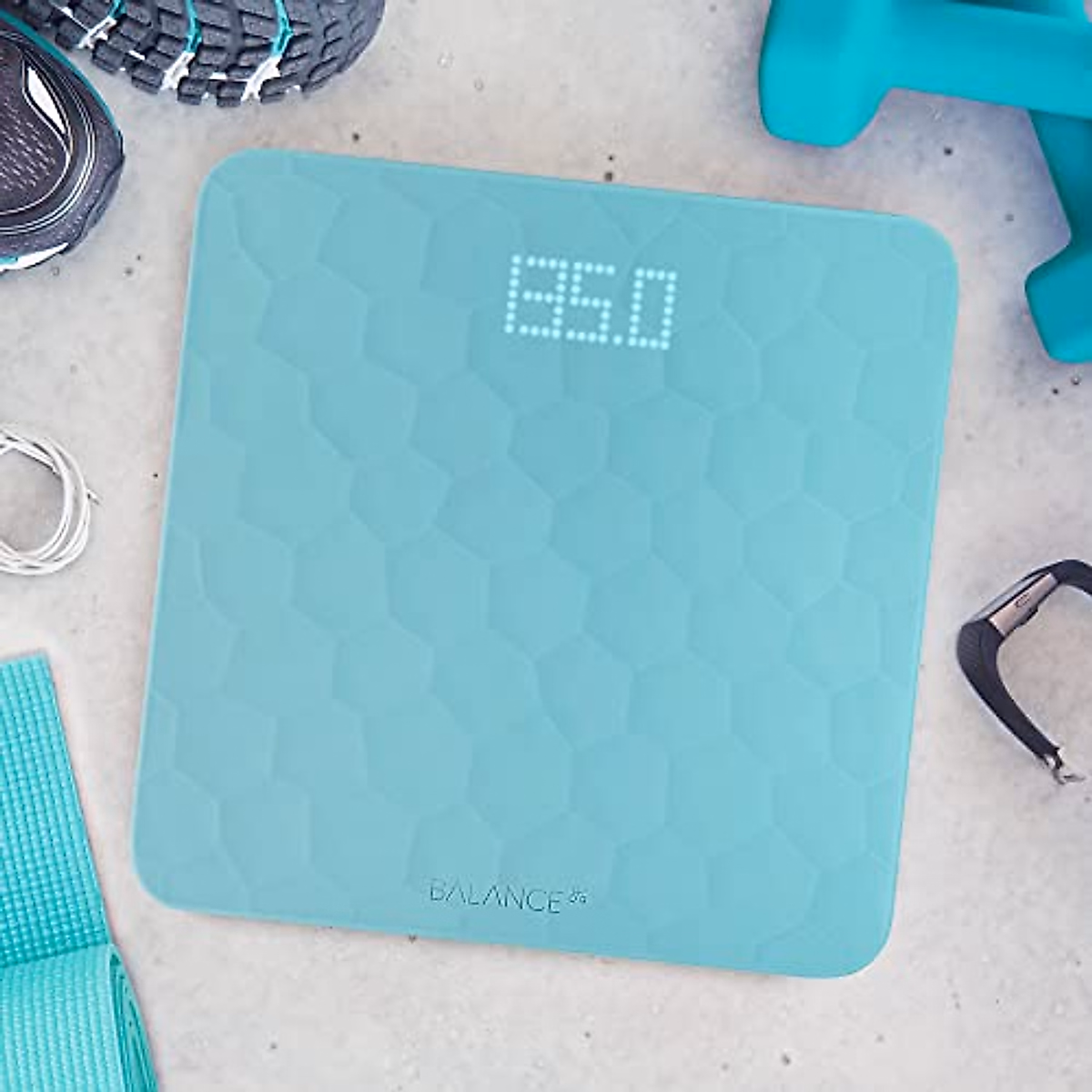 Greater Goods Silicone Bathroom Scale - Premium Bathroom Scale for Measuring Weight, Perfect for Nutrition and Fitness | Comes with Designer Silicone Cover | Designed in St. Louis (Aqua)