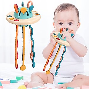 YLTTZH Baby Toys Sensory Activity Silicone Toys for Toddlers 18M+,Toddlers Push Pull Toys for Babies,Baby Fidget Pop It Car Airplane Travel Toy for Toddler,Kid STEM Teething Bath Toys for Babies Gifts