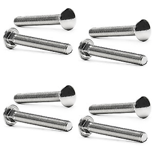 Yinpecly 8Pcs M8×60mm 1.25mm Pitch Length 304 Stainless Steel Round Domed Head Square Neck Carriage Bolts Silver Tone