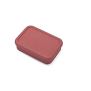 Silicone Bento Lunch Box - Leakproof, Microwave Safe, and Eco-Friendly - Available in Moody Blue, Dark Pink, and Purplish Red. (Purplish Red)