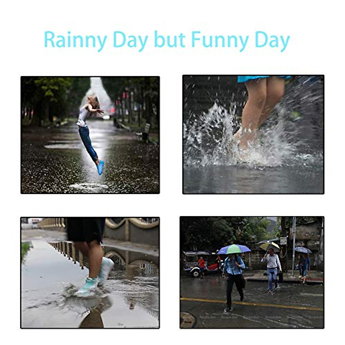 Silicone Shoe Covers, Waterproof Overshoes Reusable Slip Resistant Rain Shoe Cases for Men Women