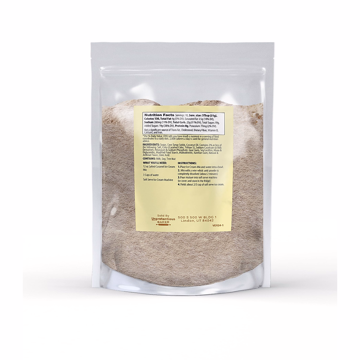 Unpretentious Salted Caramel Soft Serve Ice Cream Mix, 12 oz, Rich & Creamy, Homemade Ice Cream, Single Serving