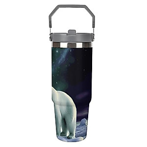 SYJTGDE Large Capacity Car Cup Polar Bears Northern Lights Fashionable Upgrade Car Cup Advanced And Beautiful Travel Cup