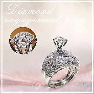 RIQINGY Luxurious Diamond Couple Rings Womens Fashion Zircon Ring Marriage Proposal Wedding Jewelry Teen Girls Sparkly Ring