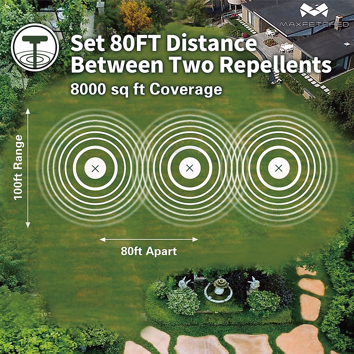 maxfetched Solar Snake Repellent Ultrasonic Outdoor with LED Light, Sonic Mole Repeller Solar-Powered, Snake Mole Vole Gopher Away for Lawn Yard 2PK