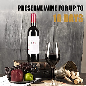 OWO Wine Saver with 4 Vacuum Stoppers, Wine Stopper Wine Preserver, Wine Bottle Keeper Set Reusable Vacuum Sealer Keeps Wine Fresh