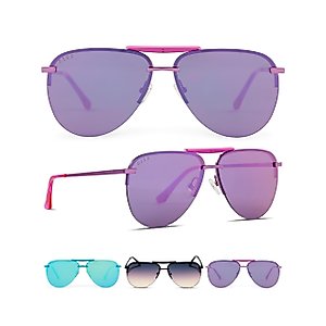 DIFF Tahoe Oversized Aviator Sunglasses for Women UV400 Protection, Pink Rush Metallic + Pink Rush Mirror