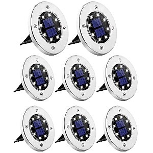 OLENYA Solar Ground Lights 8 Pack Led Solar Garden Lights Lamp Outdoor Disk Light Waterproof In-Ground Outdoor Landscape Lighting for Lawn Patio Pathway Garden Yard Deck Walkway Flood Light