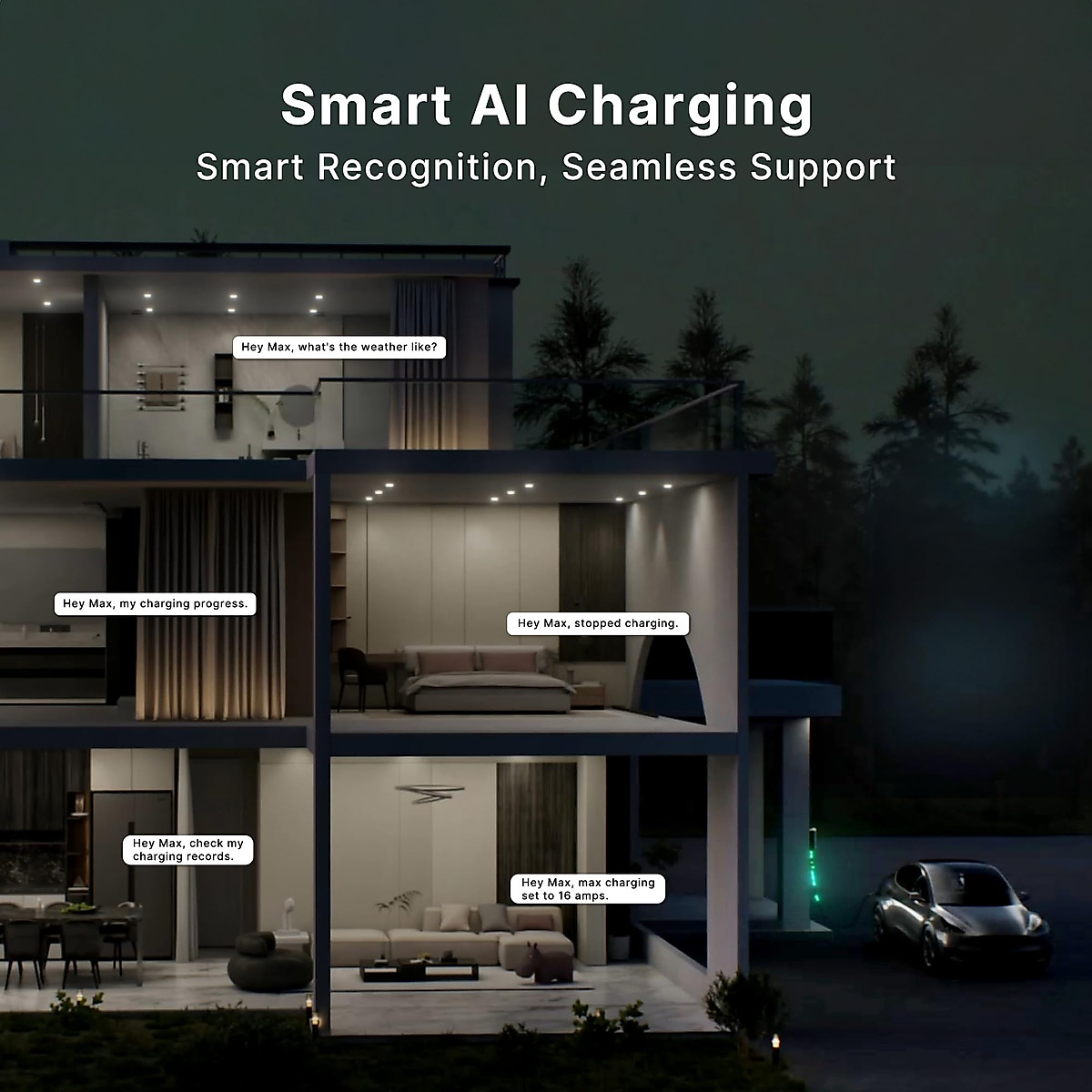 Autel MaxiCharger Home Electric Vehicle (EV) Charger, up to 50 Amp, 240V, Level 2 WiFi and Bluetooth Enabled EVSE, Hardwired, Indoor/Outdoor, 25-Foot Cable with Separate Holster, Silver